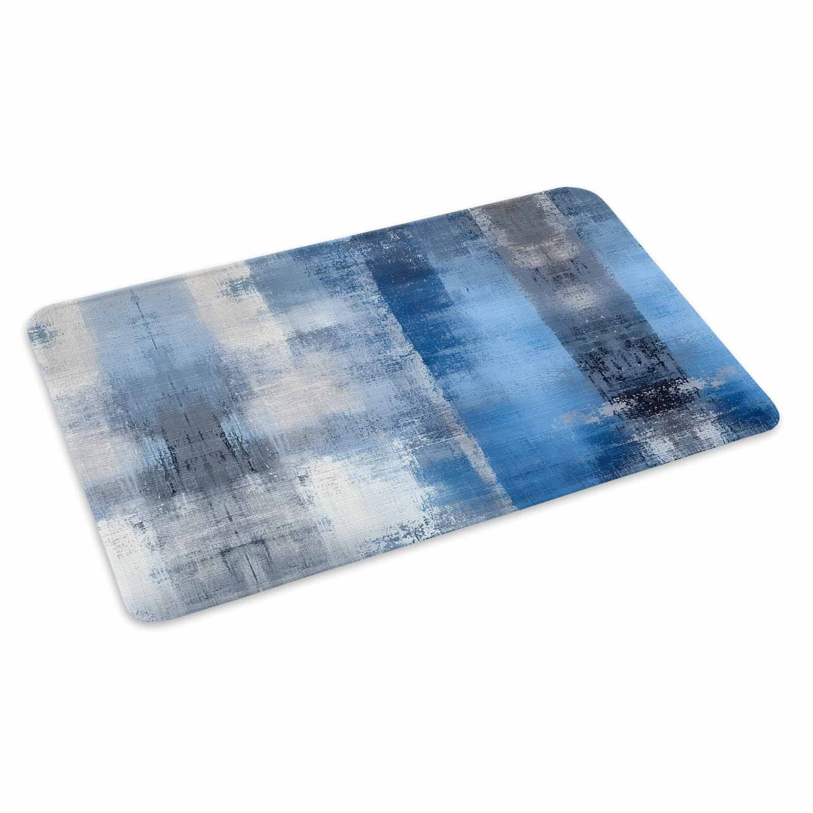 Blue Grey Ombre Doormat Outdoor Entrance 20"x31.5", Abstract Art Oil ...