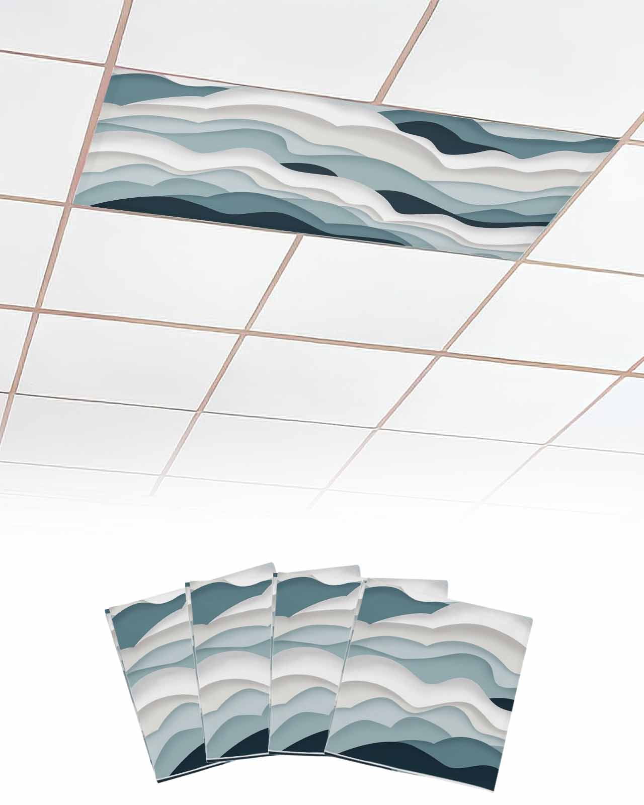 Blue Grey Ombre Fluorescent Light Covers for Ceiling Lights 4x2 feet,4 ...
