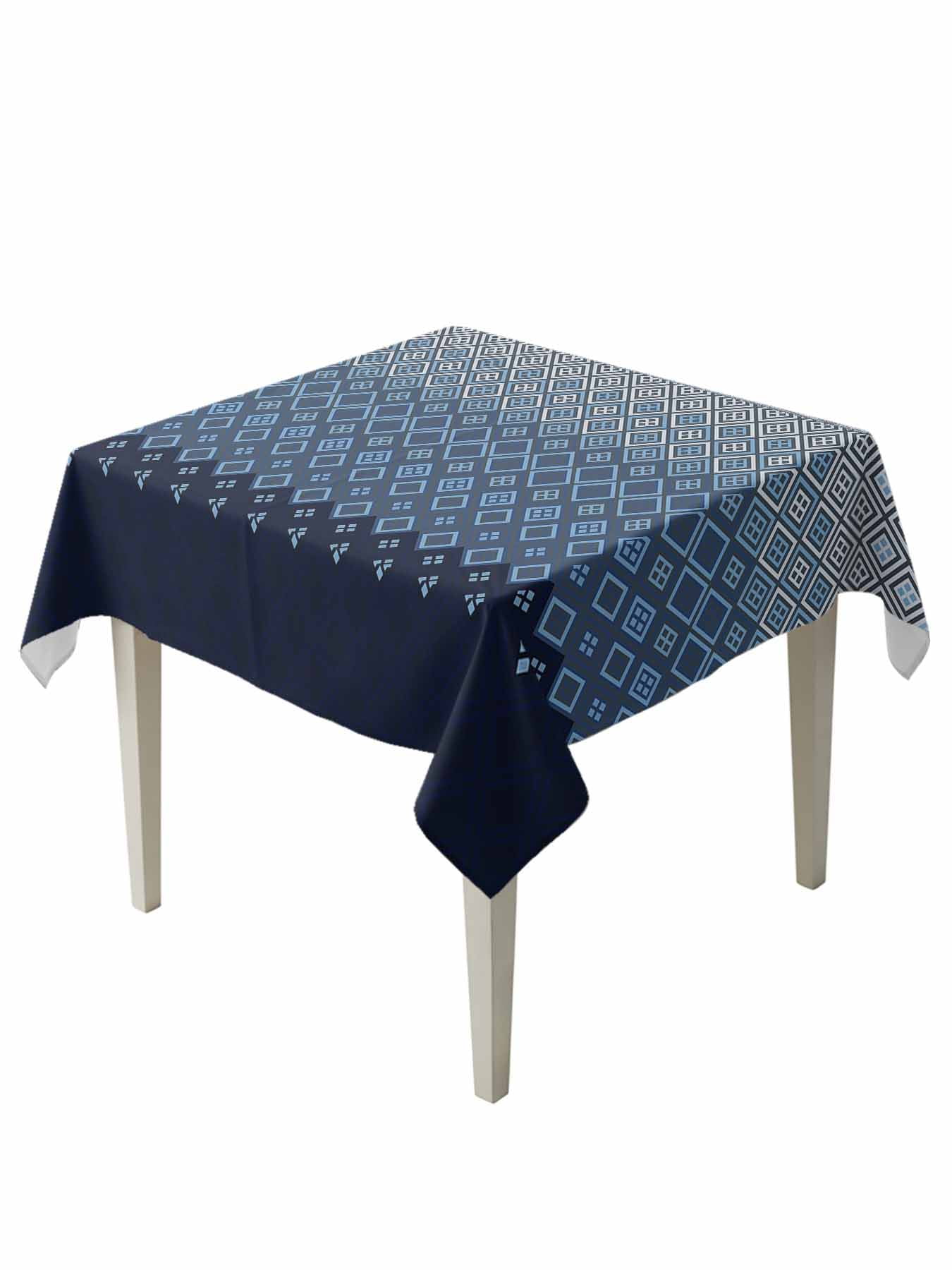 Blue Grey Ombre Geometric Table Cloth, Modern Abstract Art Waterproof ...