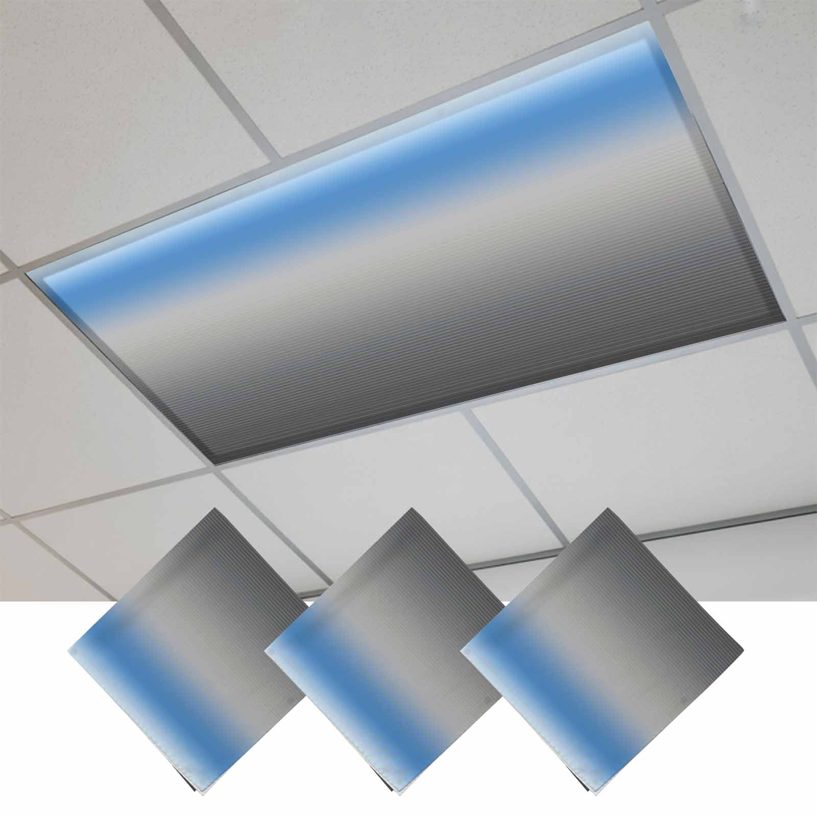 Blue Grey Ombre Magnetic Fluorescent Light Covers for Ceiling Lights ...