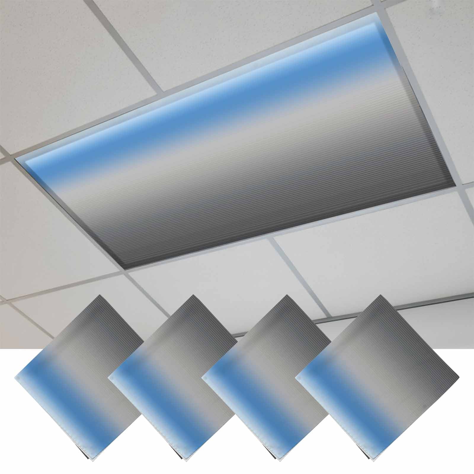 Blue Grey Ombre Magnetic Fluorescent Light Covers for Ceiling Lights ...