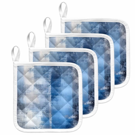 Blue Grey Ombre Pot Holders for Kitchen Heatproof Potholder, 4 Pack ...