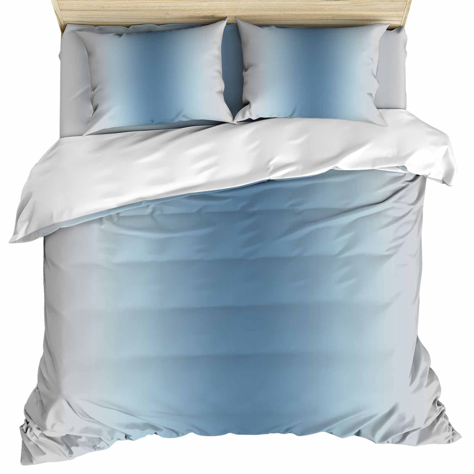 Blue Grey Ombre Set of 4 Bedding Quilt Covers, Farmhouse Gradient ...