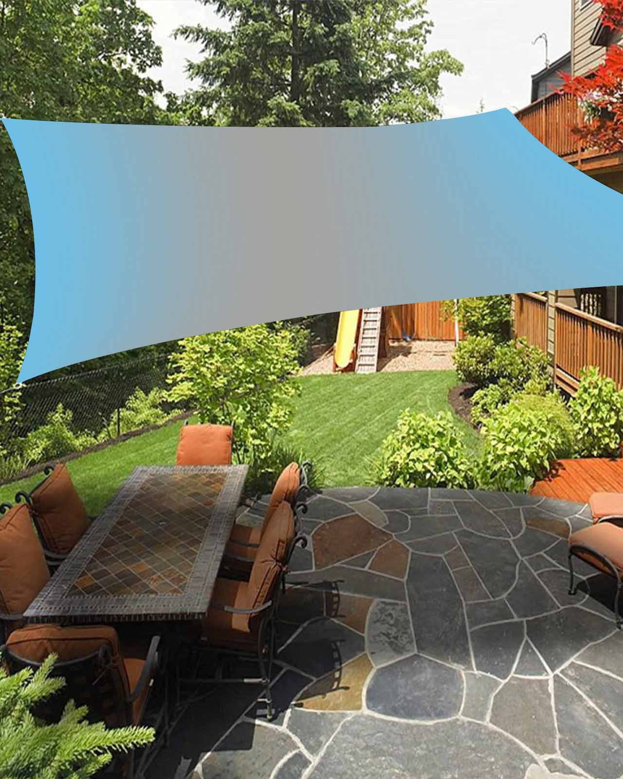 Blue Grey Ombre Sun Sail Shades Rectangle Canopy,Sunlight Block Heavy ...