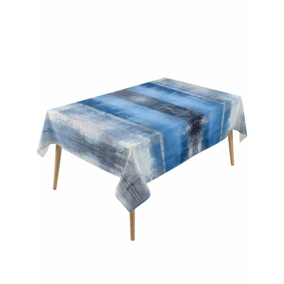 Blue Grey Ombre Table Cloth, Abstract Art Oil Painting Modern ...