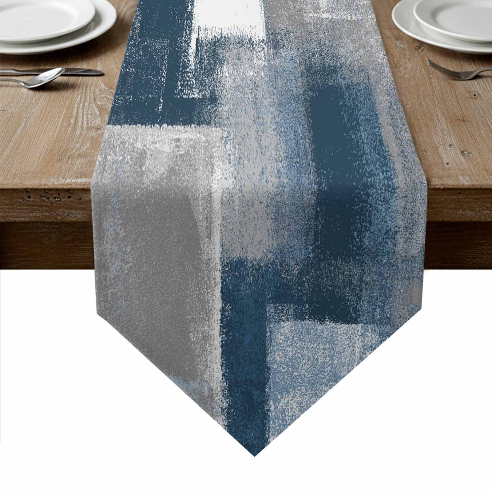 Blue Grey Ombre Table Runner Linen Burlap Table Runner 70 Inches Long ...