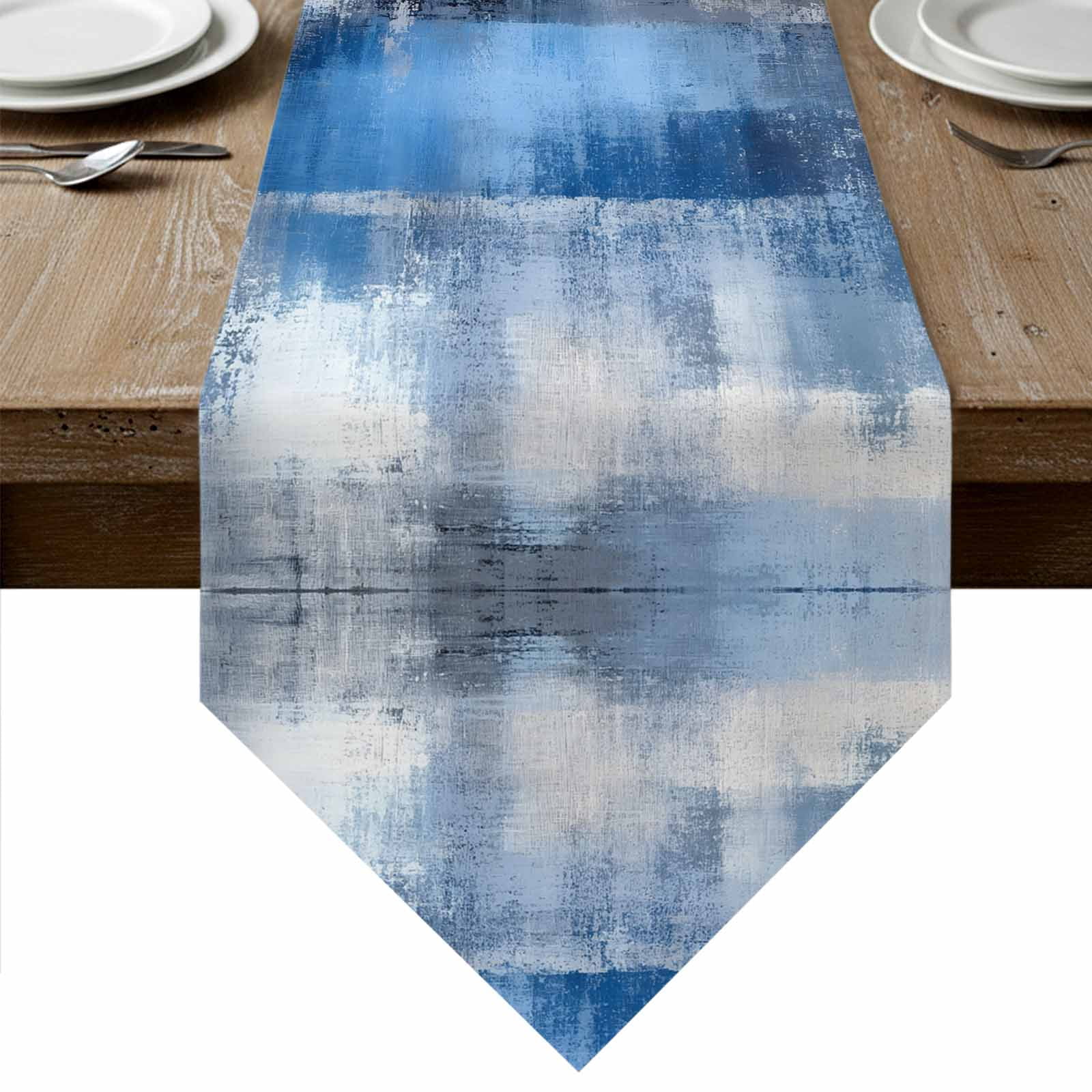Blue Grey Ombre Table Runner Linen Burlap Table Runner 72 Inches Long ...