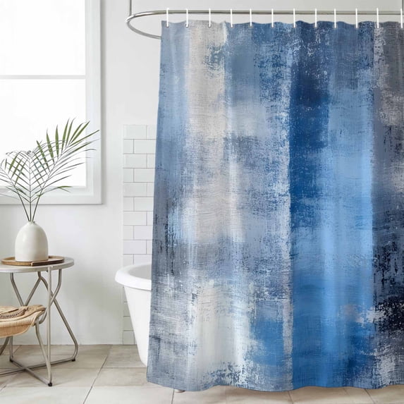 Blue Grey Ombre Waterproof Fabric Shower Curtain,Abstract Art Oil ...