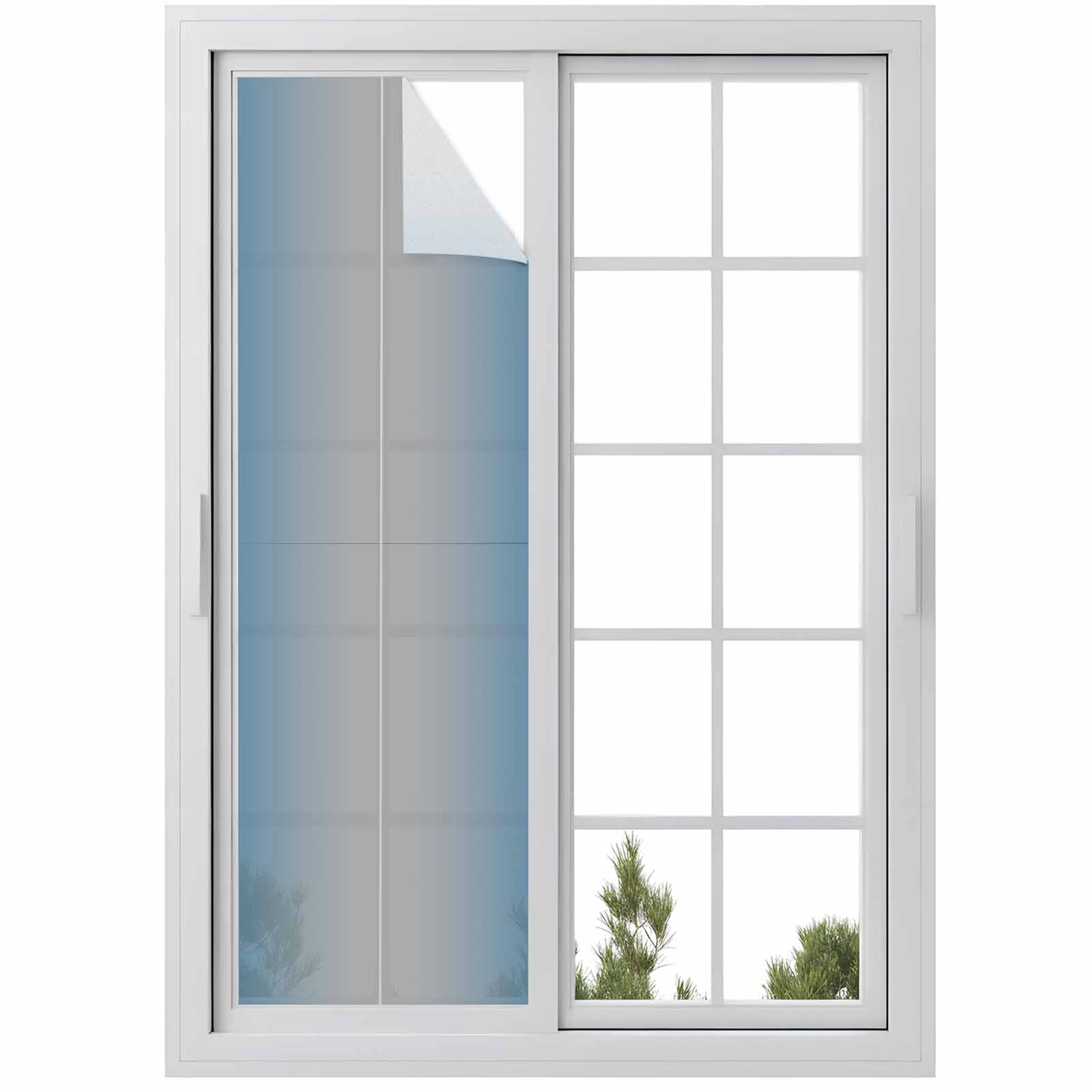 Blue Grey Ombre Window Privacy Film, Gradient Contemporary Abstract Art ...