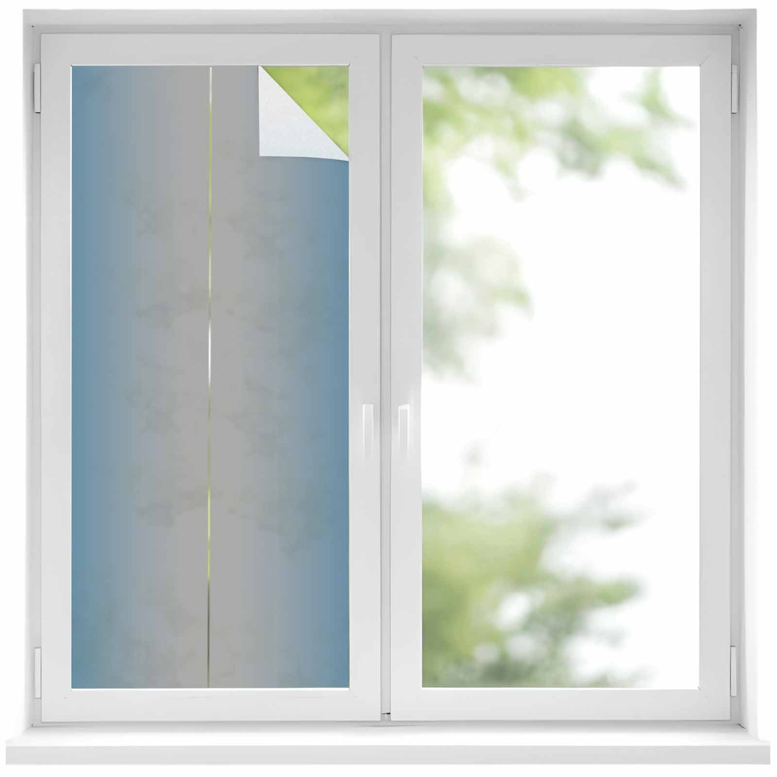 Blue Grey Ombre Window Privacy Film, Gradient Contemporary Abstract Art ...