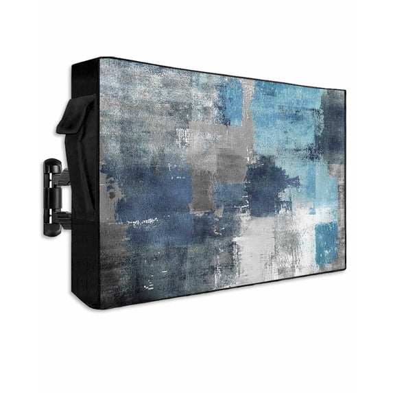 Blue Grey Outdoor TV Cover 52 to 55 inch Modern Graffiti Brush Art ...