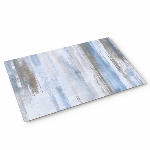 Blue Grey Paint Door Mat Modern Abstract Grey Blue Stripes Non Slip ...