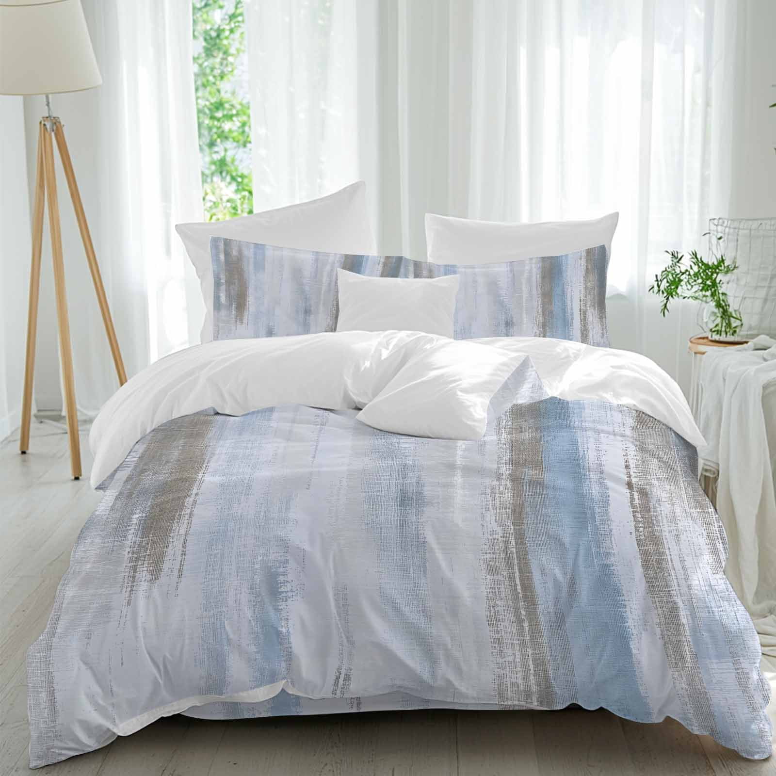 Blue Grey Paint Duvet Cover Set King Size, Modern Abstract Grey Blue ...