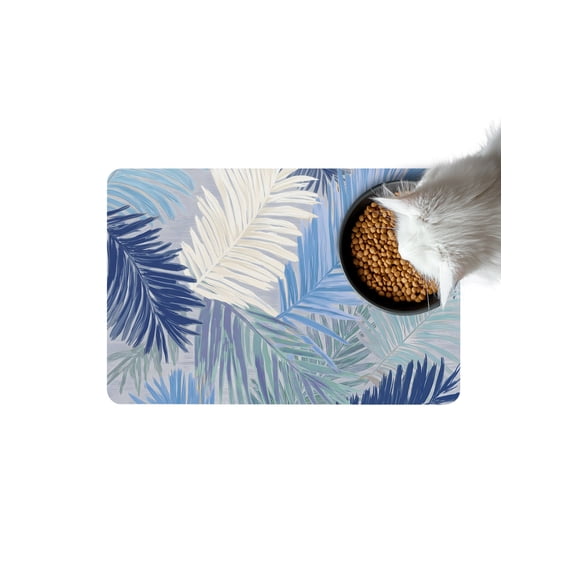 Blue Grey Palm Leaves Doormat Non Slip Diatomaceous Earth Door Mat ...