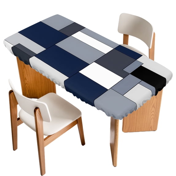 Blue Grey Patchwork Fitted Rectangle Tablecloth 24" x 36" Retro ...