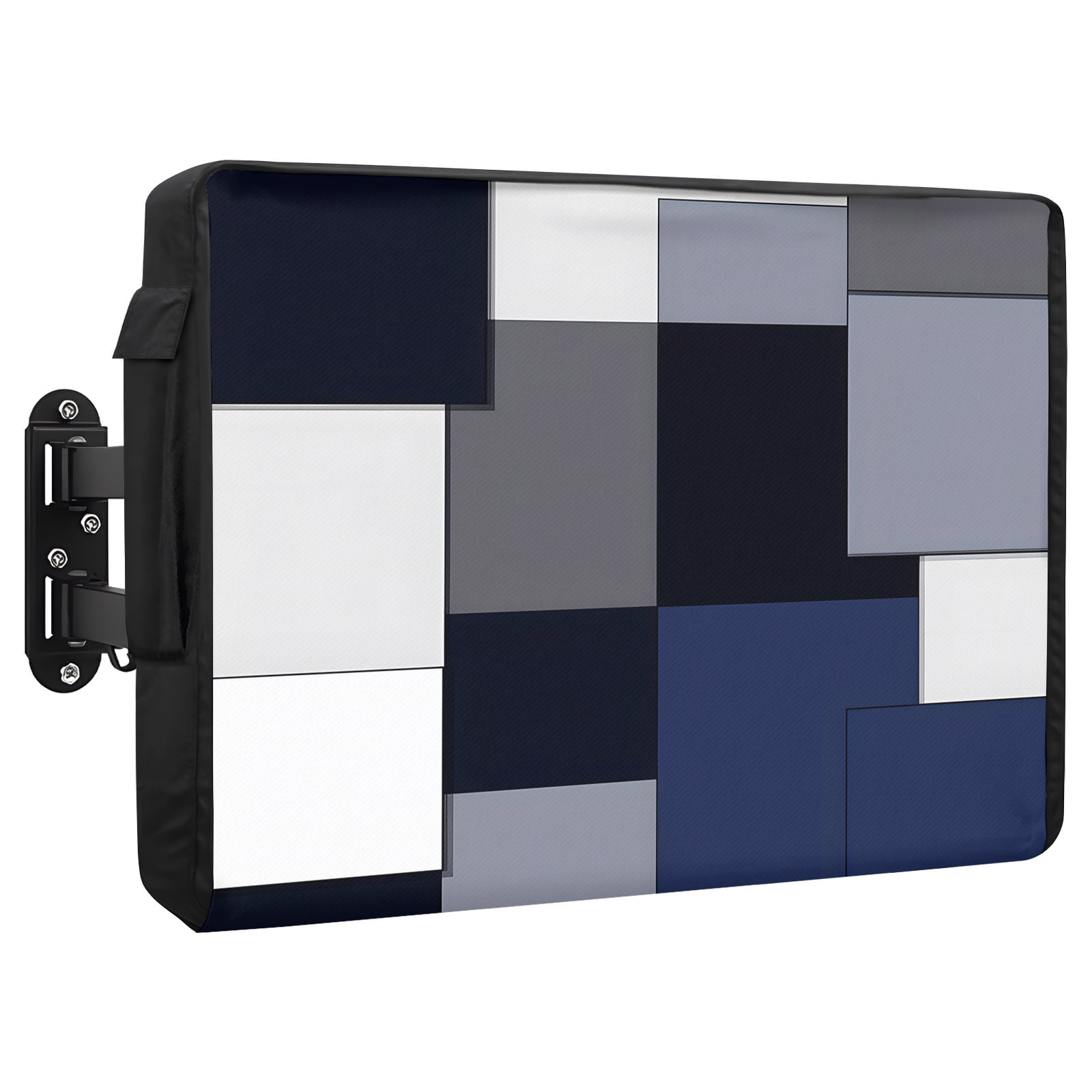 Blue Grey Patchwork Outdoor TV Cover 60 to 65 Inch Abstract Retro ...