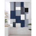 Blue Grey Patchwork Sheer Curtains 72 Inch Long 1 Panel Retro Abstract ...