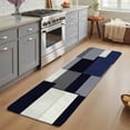 Blue Grey Patchwork Washable Runner Rug 3X5 ft Abstract Retro Geometric ...