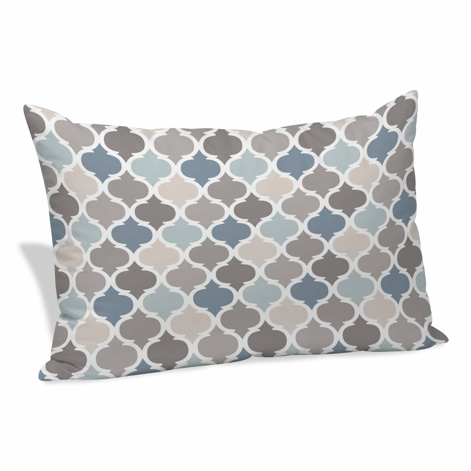Blue Grey Pillow Covers 20x30 Inch, Morocco Trellis Textured Modern Art ...