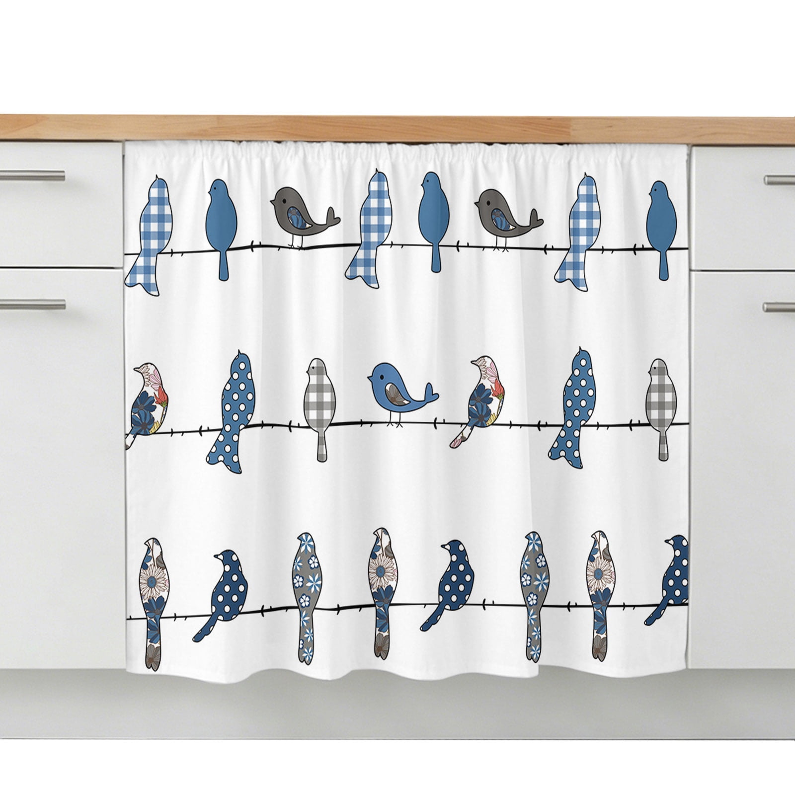 Blue Grey Plaid Sink Skirt 10"W x 11"L,Dustproof Under Sink Curtain ...