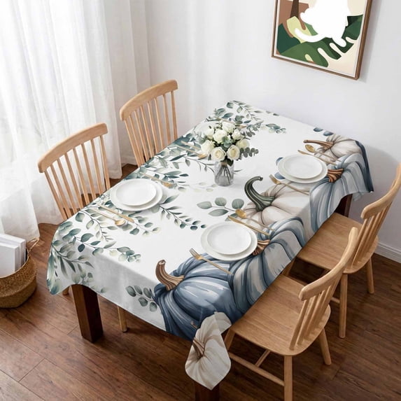 Blue Grey Pumpkins Fall Table Cloth Waterproof Tablecloths, Eucalyptus ...