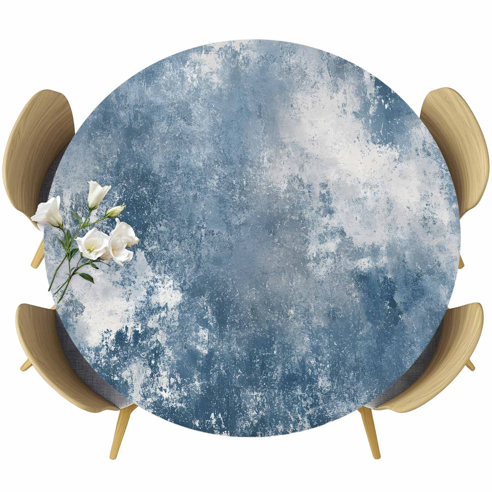 Blue Grey Round Tablecloth 45-54 Inch Round Fitted Table Cloth with ...