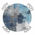 Blue Grey Round Tablecloth for 55-60 Inch Tables,Fitted Table Cover ...