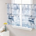 Blue and Grey Seascape Sheer Curtains for Living Room Bedroom, Ocean ...