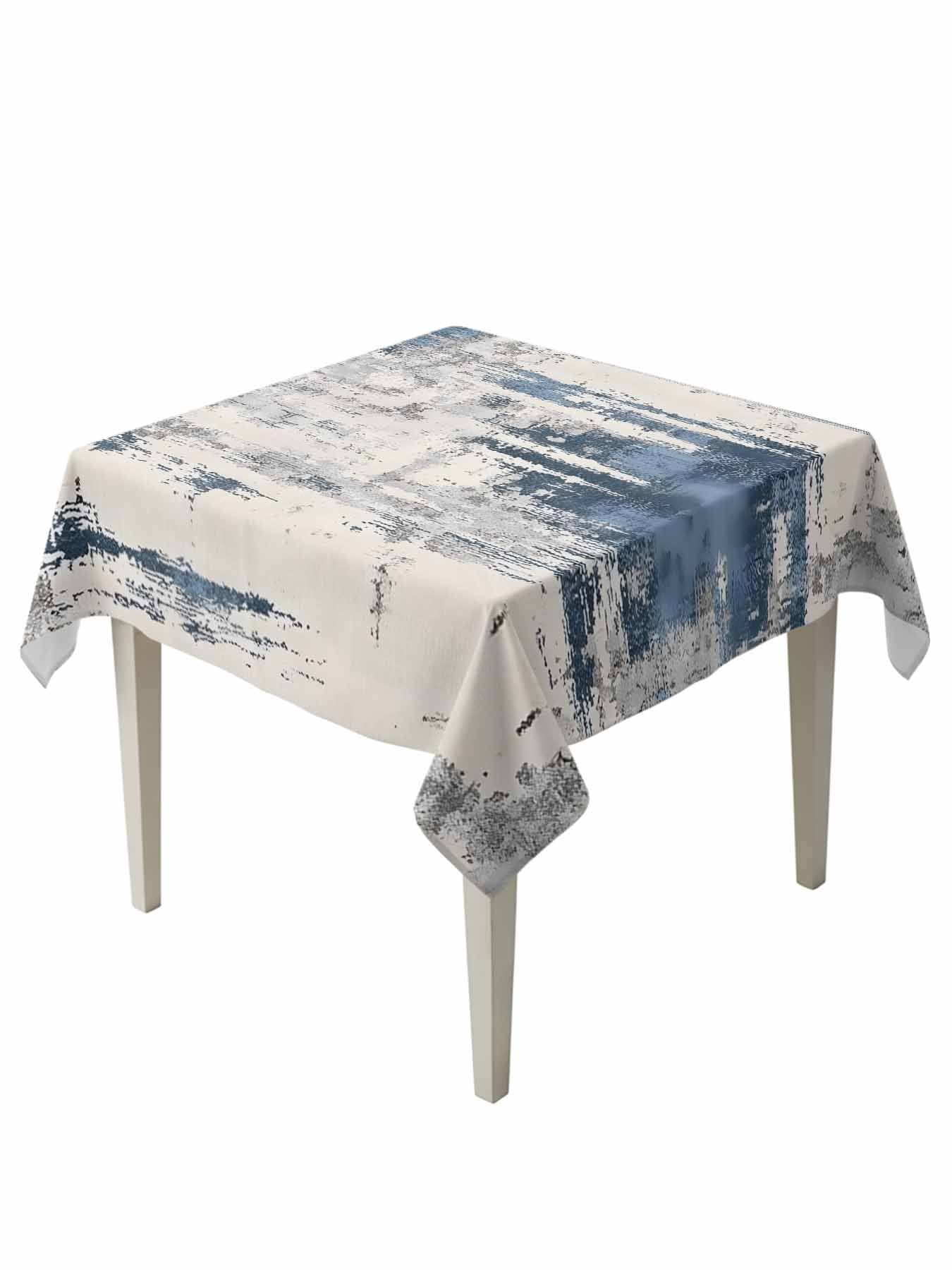 Blue Grey Shabby Table Cloth 54x54 Inch Square, Vintage Abstract Art ...