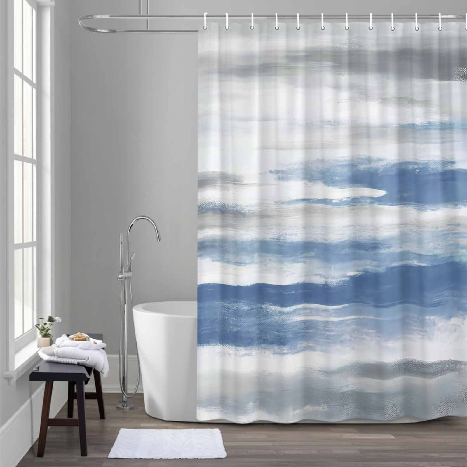 Blue Grey Shower Curtain