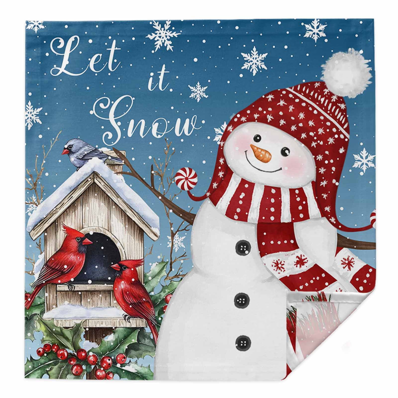 Blue Grey Snowman Christmas Cloth Napkins Washable Set of 1,Xmas ...