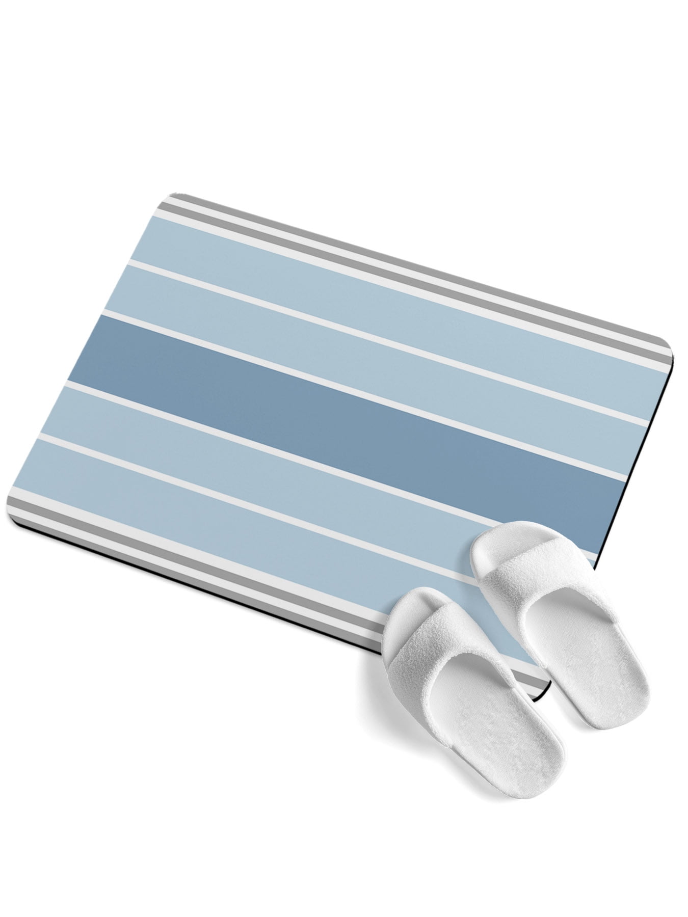 Blue Grey Soft Diatomaceous Earth Mat, Stripe Minimalist Ombre ...