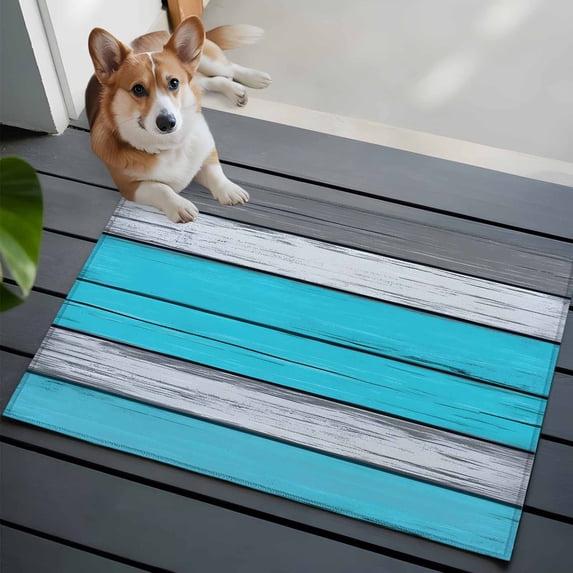 Blue Grey Stripe 2x3 Area Rugs for Living Room, Retro Coastal Style ...