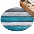 Blue Grey Stripe Area Rugs 3.3' (Round) Vintage Coastal Style Wood ...