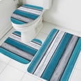 Blue Grey Stripe Bathroom Rugs Set Vintage Coastal Style Wood Texture ...