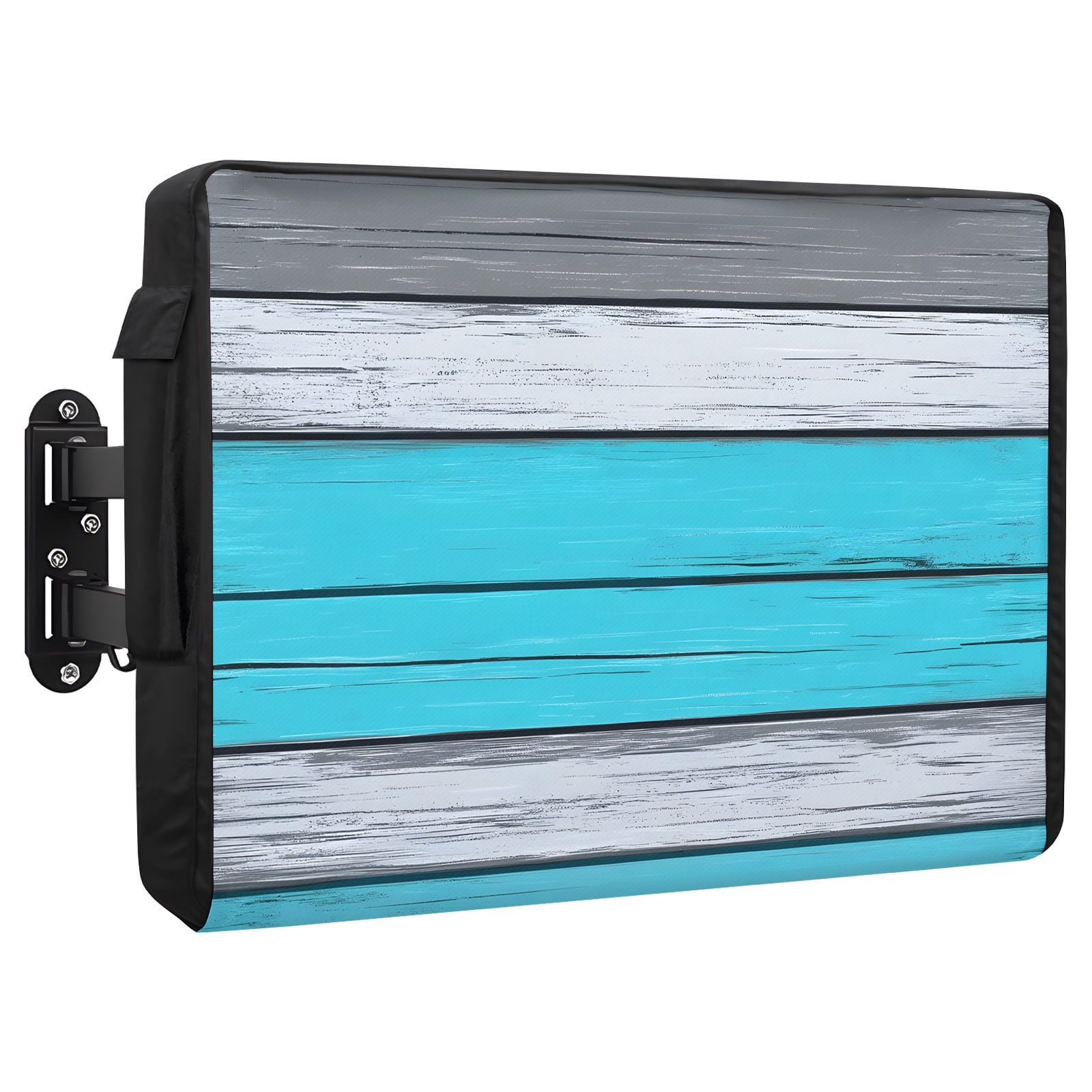 Blue Grey Stripe Outdoor TV Cover 70 to 75 Inch Retro Coastal Style ...