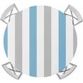 Blue Grey Stripe Round Fitted Tablecloth with Elastic Edge, Modern ...