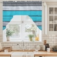 Blue Grey Stripe Swag Curtain Valance for Windows, Retro Coastal Style ...