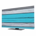 Blue Grey Stripe TV Dust Cover 85 Inch, Retro Coastal Style Wood Grain ...