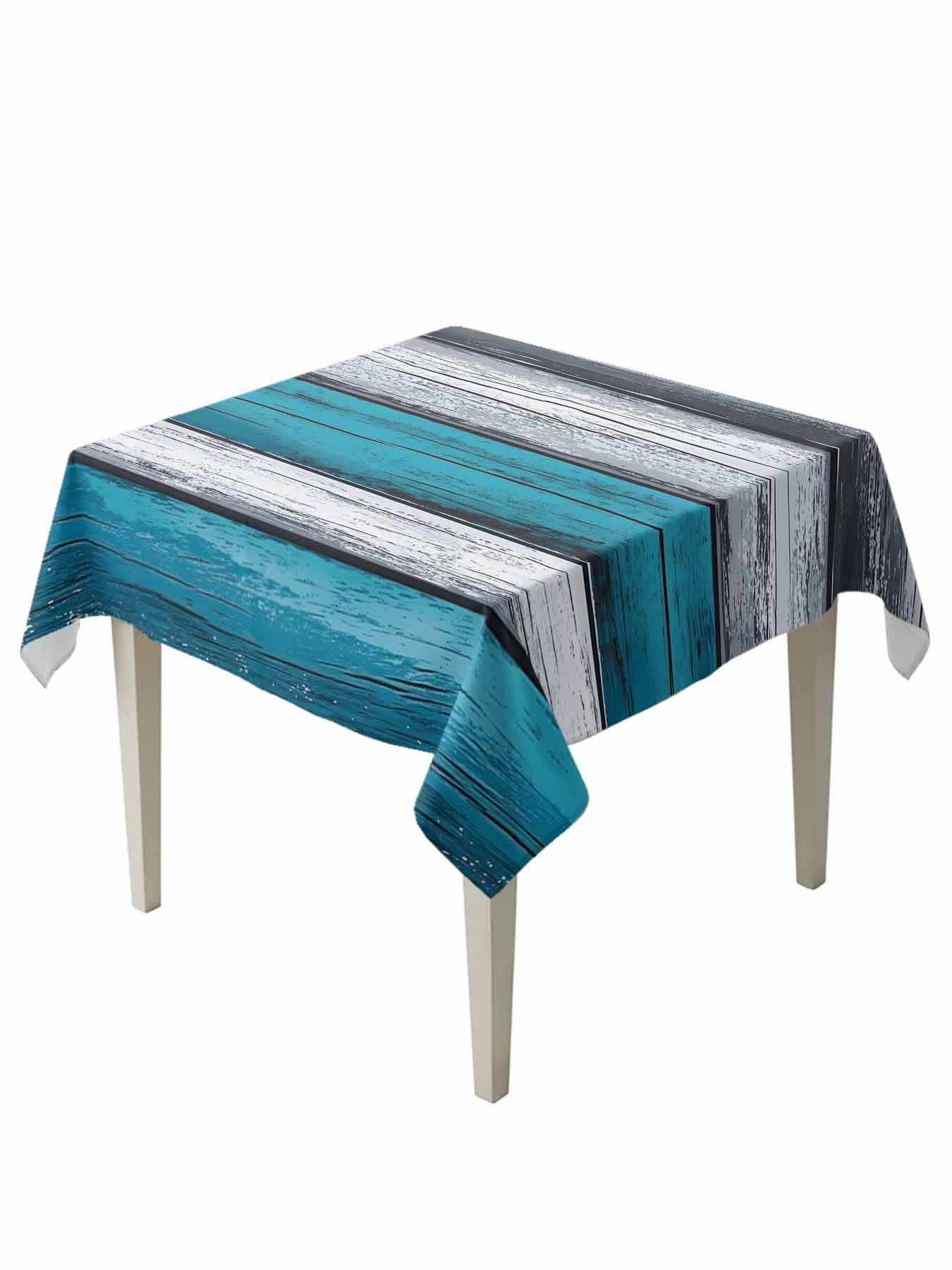 Blue Grey Stripe Table Cloth 54x54 Inch Square, Vintage Coastal Style ...