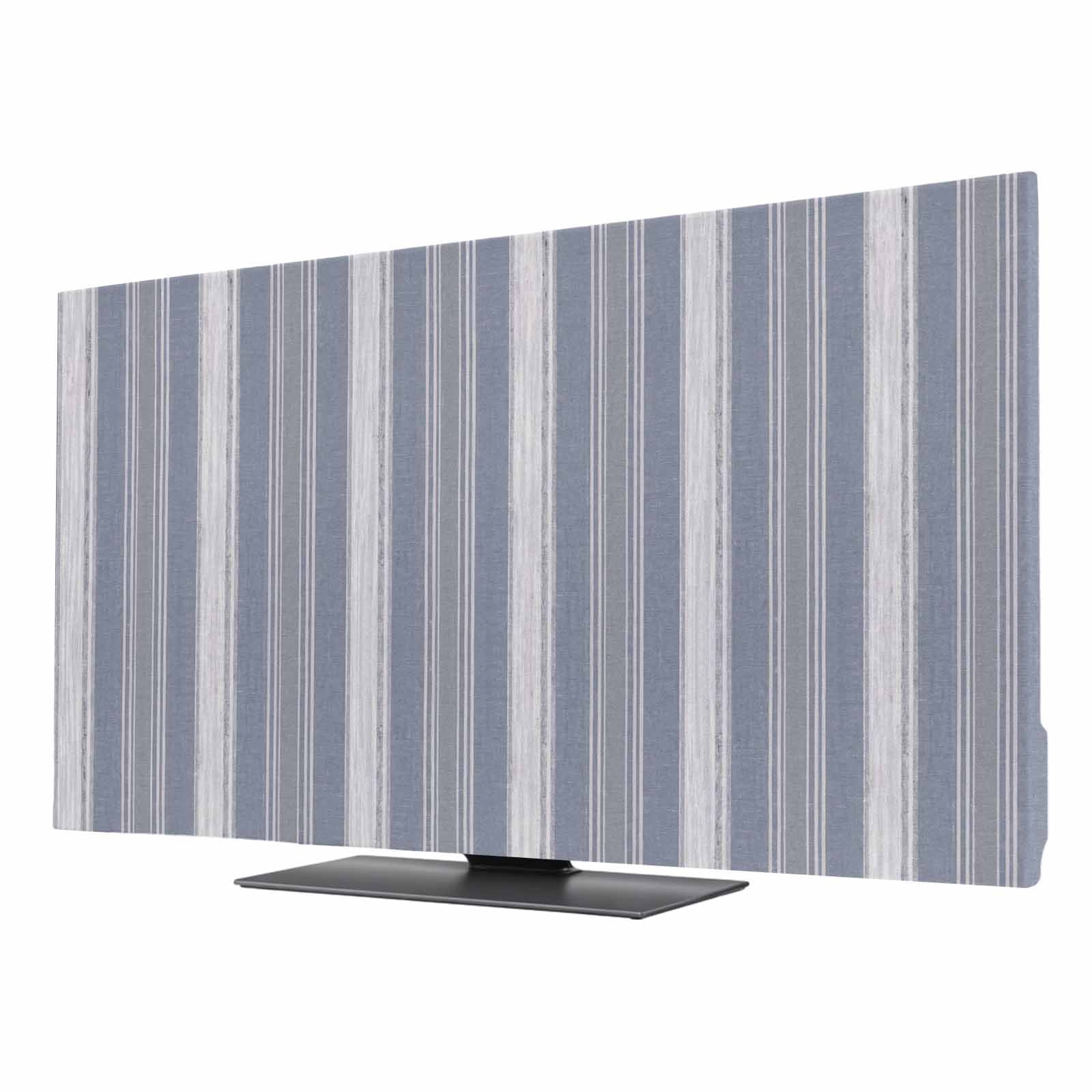Blue Grey Striped TV Cover for 50 Inch Screen,Stretch Fabric Dustproof ...