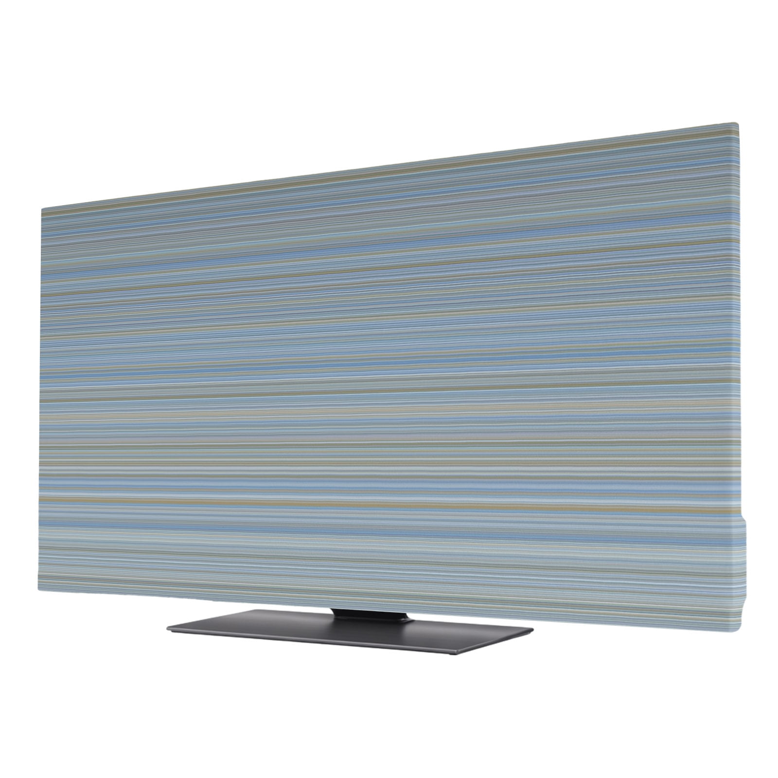 Blue Grey Striped TV Cover for 65 Inch Screen, Stretch Fabric Dustproof ...