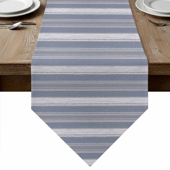 Blue Grey Striped Table Runner Linen Burlap Table Runner 72 Inches Long ...