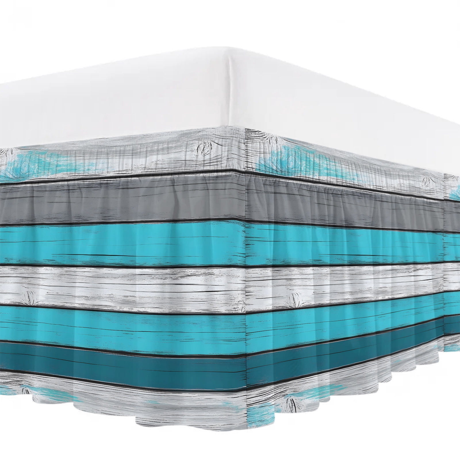 Blue Grey Stripes Bed Skirt Bed Skirts California King Size 16 Inch ...