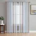 Blue Grey Stripes Sheer Curtains 84 Inch Length 2 Panels Set, Simple ...