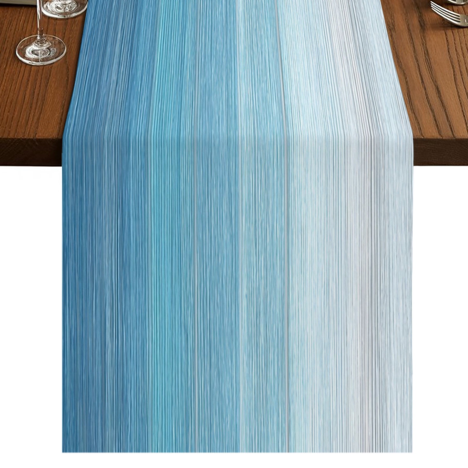 Blue Grey Summer Burlap Cotton Table Runner 14x72 Inches Long ...