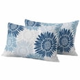 Blue Grey Sunflowers Outdoor Pillow Covers 20"x12" Set of 2,Waterproof ...