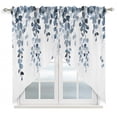 Blue Grey Swag Curtain Valance for Window 2 Panels Eucalyptus Leaves ...