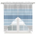 Blue Grey Swag Curtain Valance for Window 2 Panels Stripe Minimalist ...