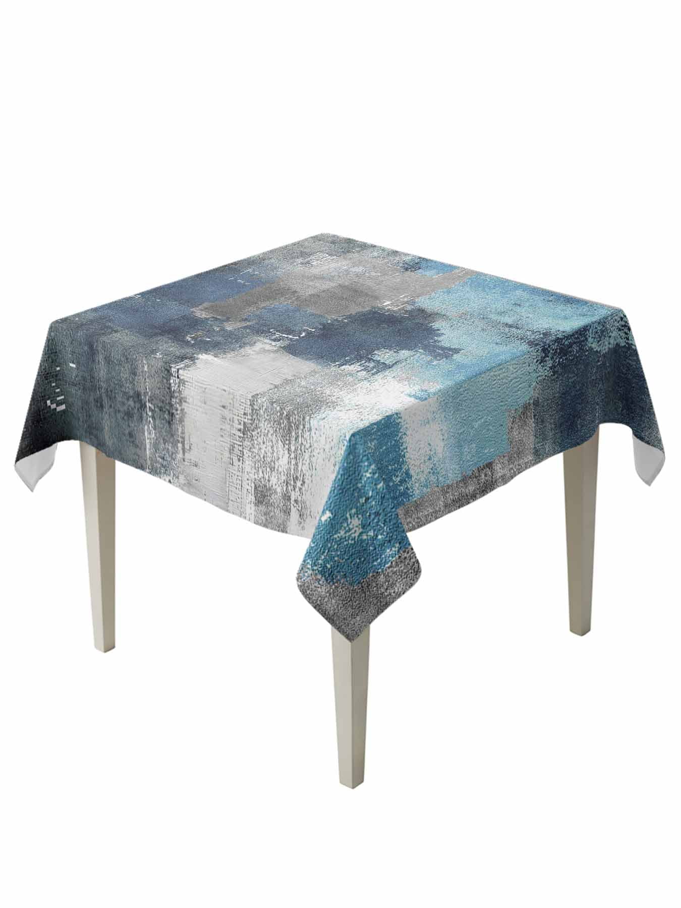 Blue Grey Table Cloth, Modern Oil Painted Abstract Art Aesthetics ...